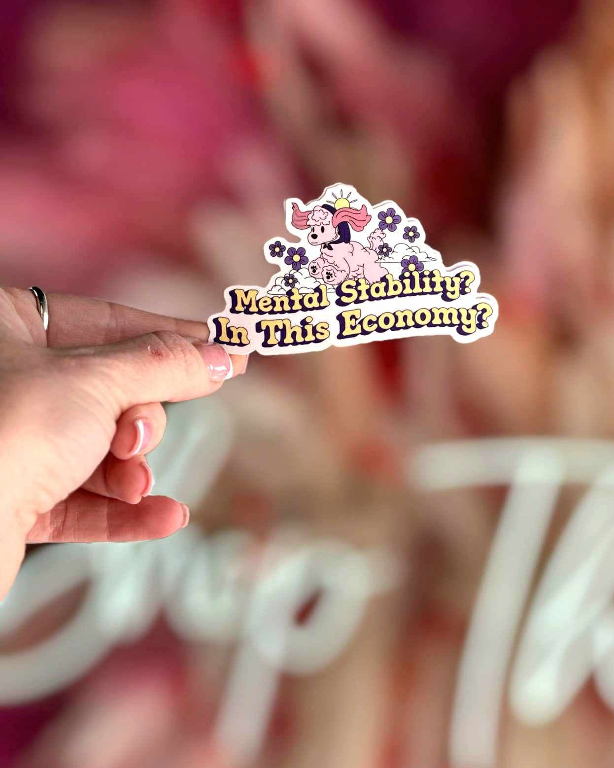 Mental Stability? in This Economy? Sticker – Shop The Pug