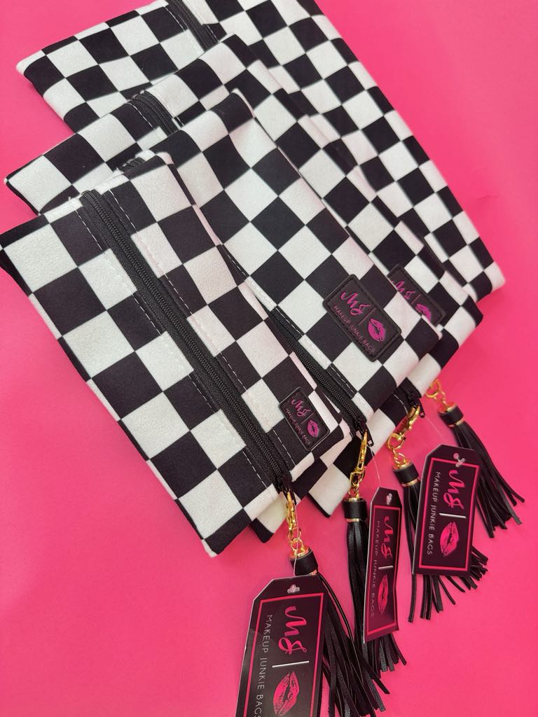 Makeup Junkie Black & White Checker Bag – Shop The Pug